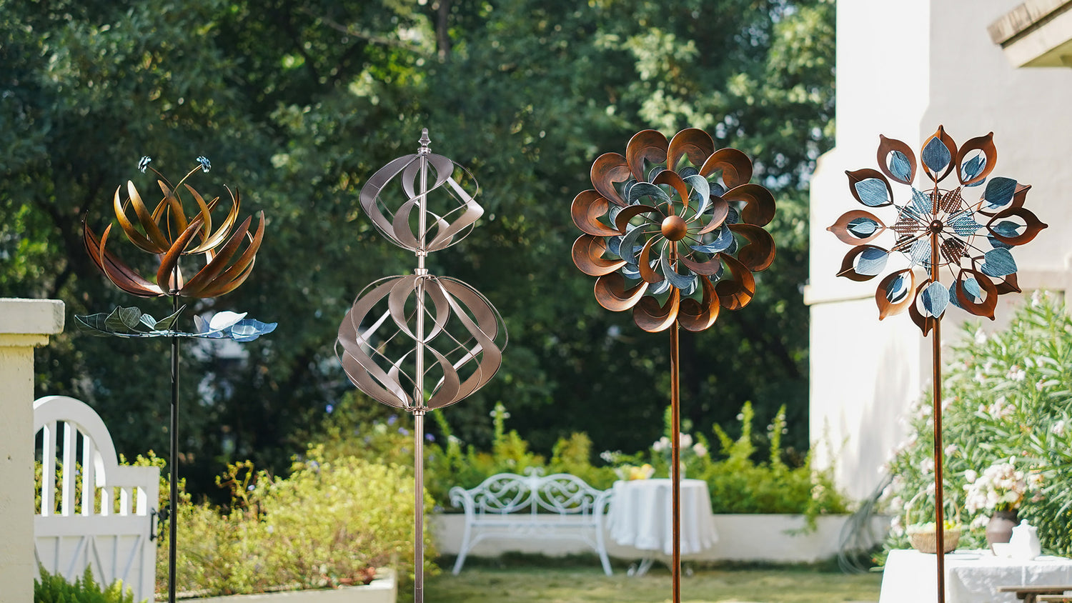 Classic Harmony Copper Metal Garden Wind Spinner | Cyan Oasis