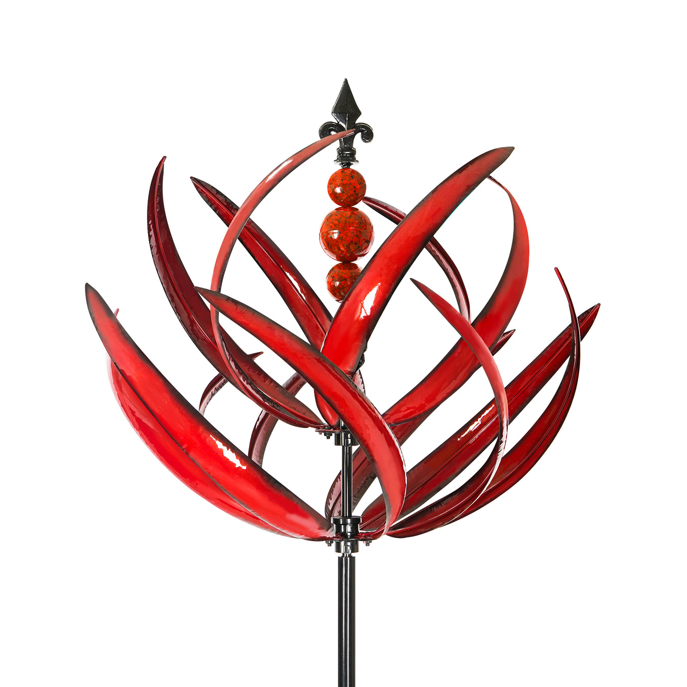 Crimson Harlow Waves Lotus Flower Wind Spinner | Cyan Oasis