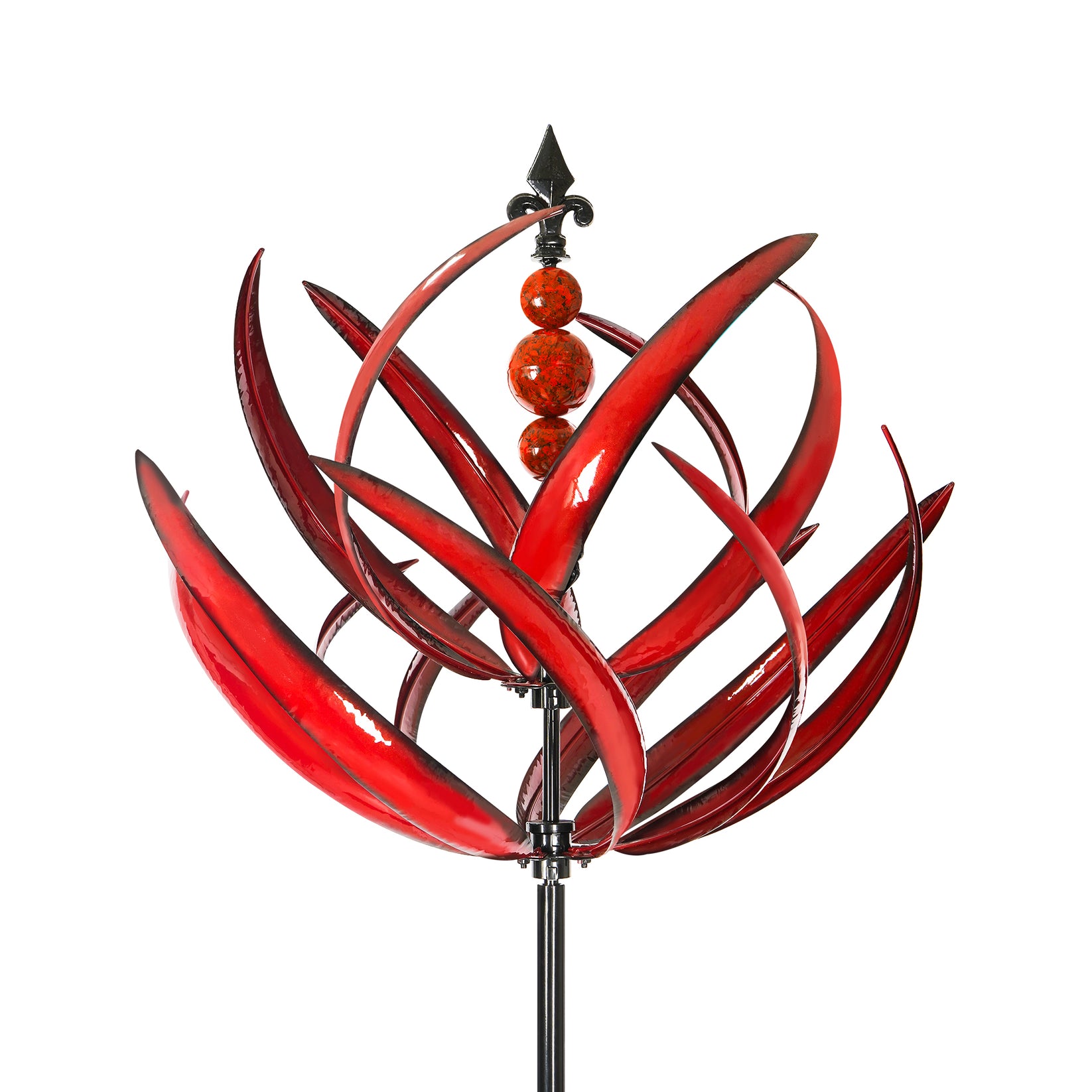 Crimson Harlow Waves Lotus Flower Wind Spinner | Cyan Oasis