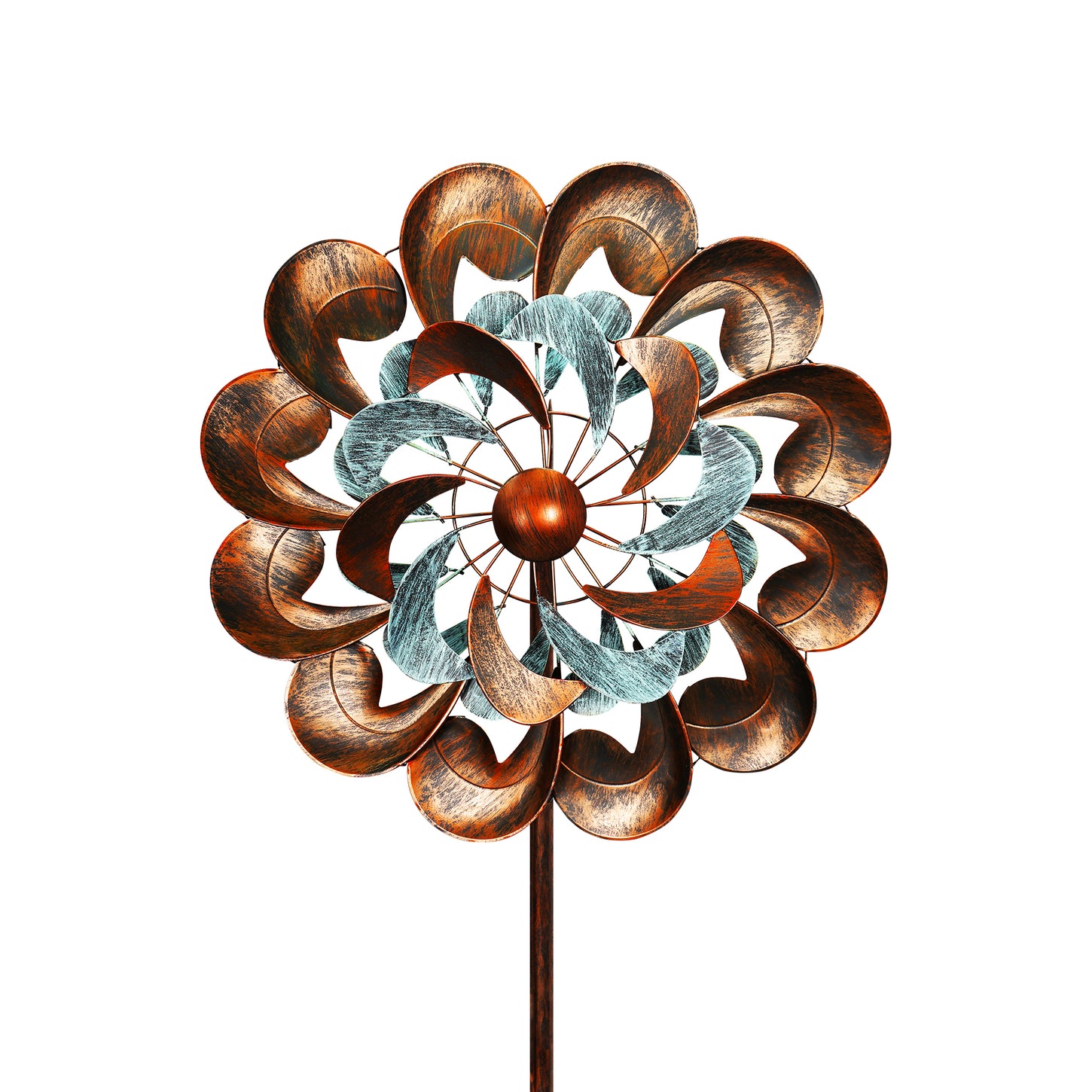 Classic Harmony Copper Metal Garden Wind Spinner | Cyan Oasis