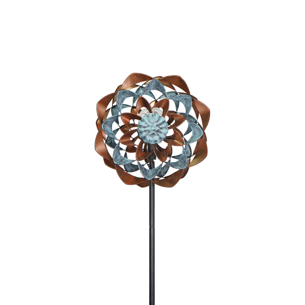 Cyan Oasis Solar Wind Spinner Colorful Your Garden Days and Nights
