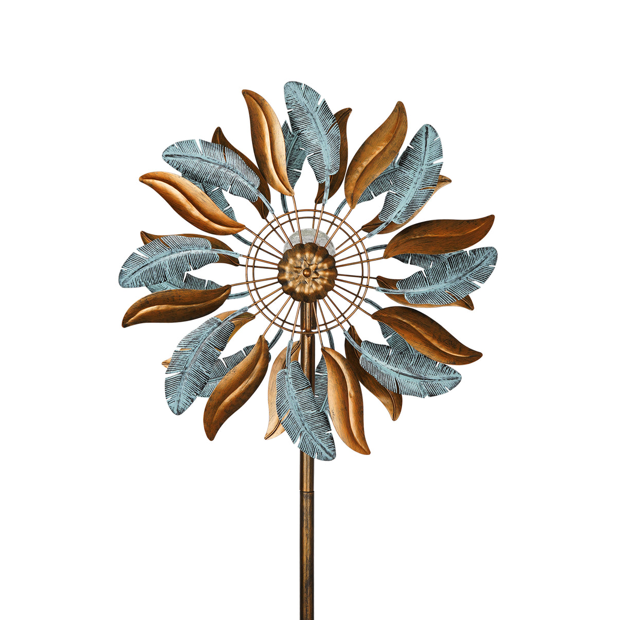 Sunburst Feather Solar Wind Spinner, large metal solar wind sculpture ...