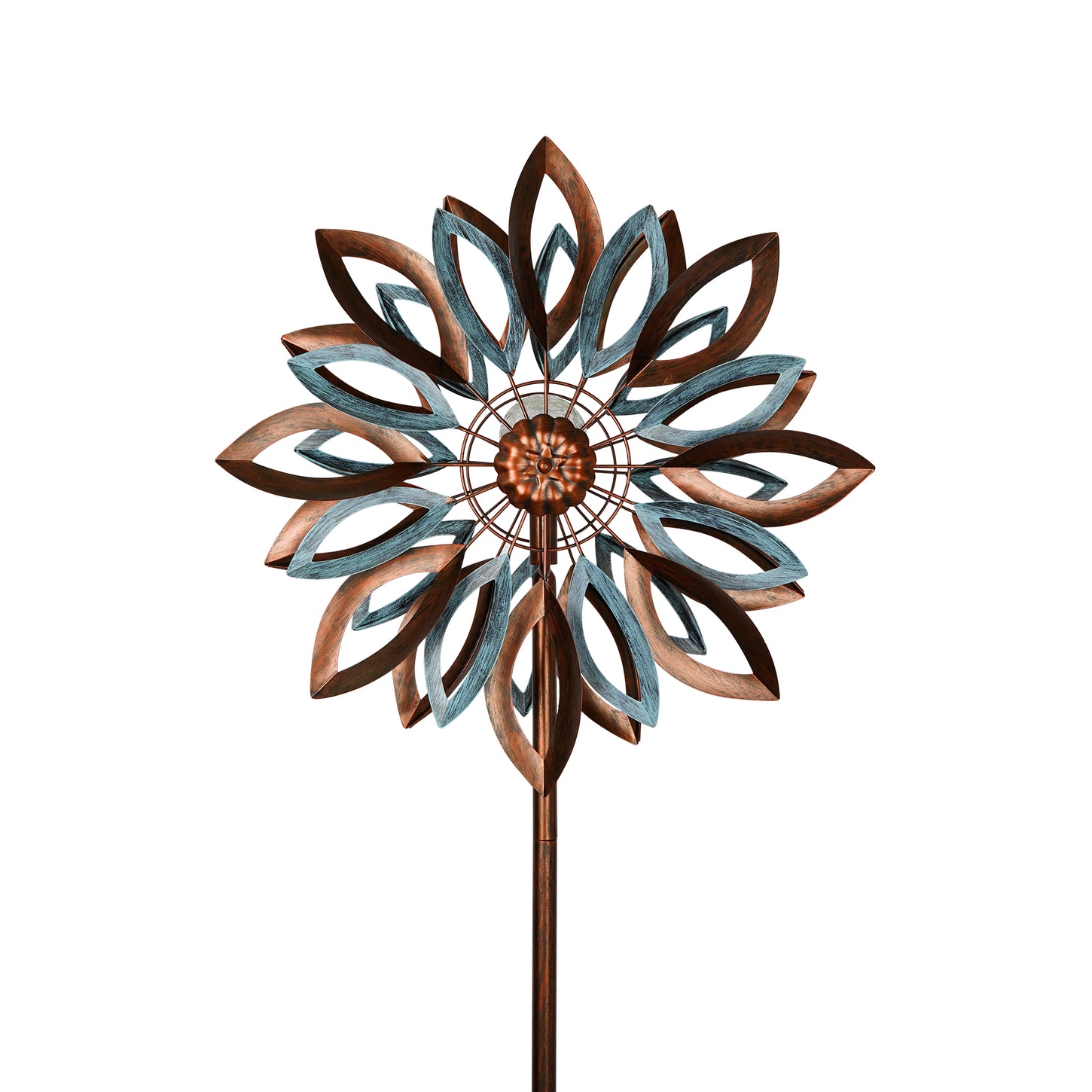 Cyan Oasis Solar Wind Spinner Colorful Your Garden Days and Nights