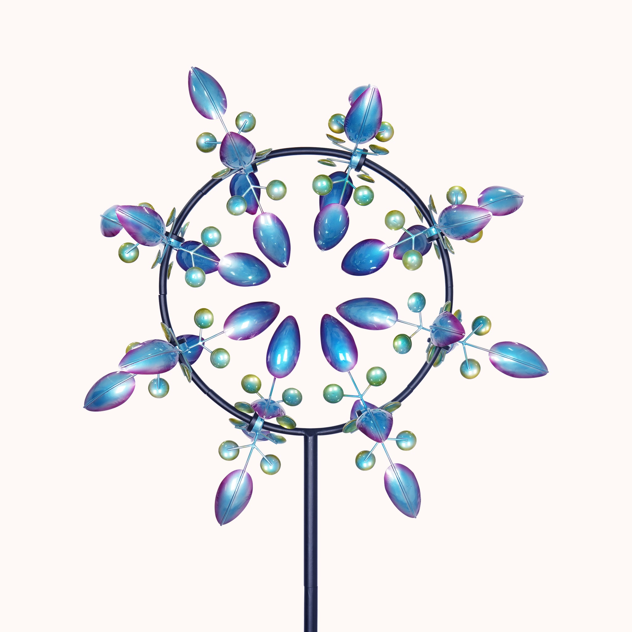 Large Metal Kinetic Wind Spinners, Flowering Sway Wind Sculpture – Cyan ...