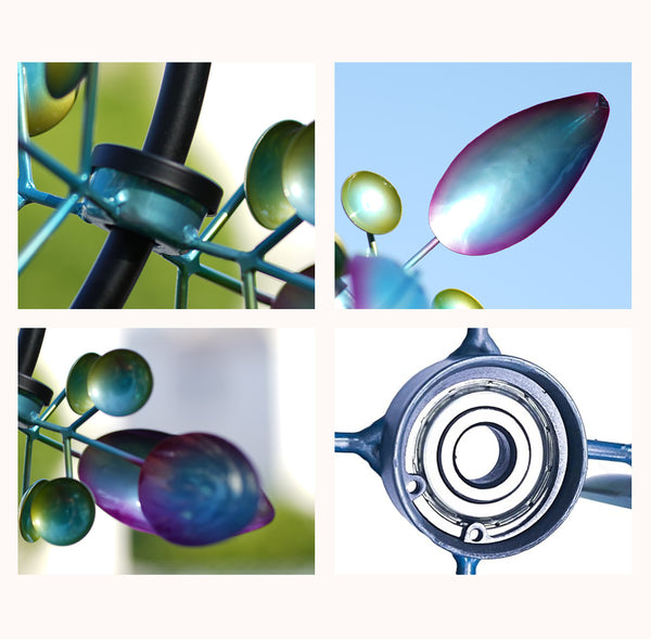 Large Metal Kinetic Wind Spinners, Flowering Sway Wind Sculpture – Cyan ...