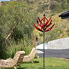 Crimson Harlow Waves Lotus Flower Wind Spinner | Cyan Oasis