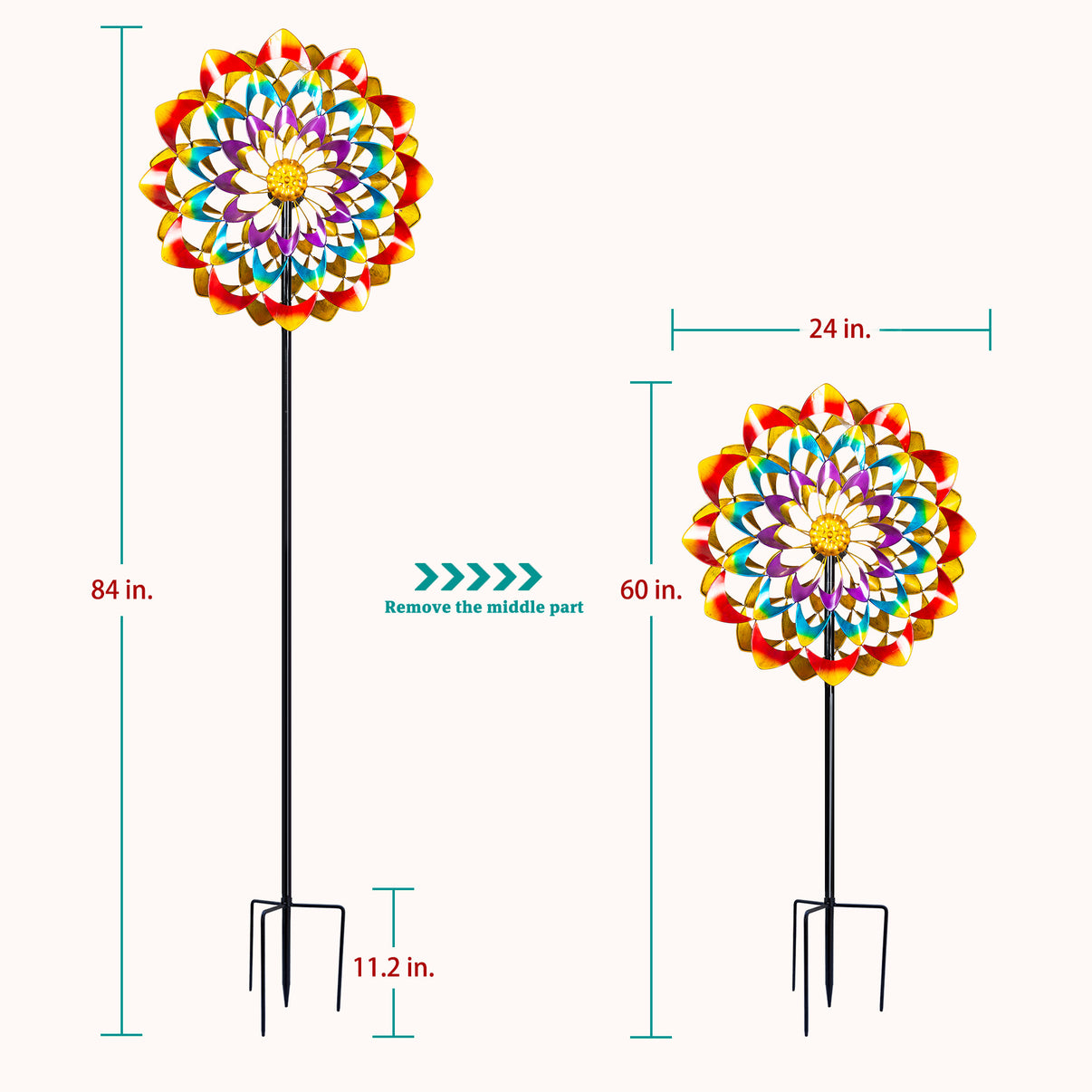 Colorful Wind Spinners & Garden Wind Sculpture for Yard, Lawn – Cyan Oasis