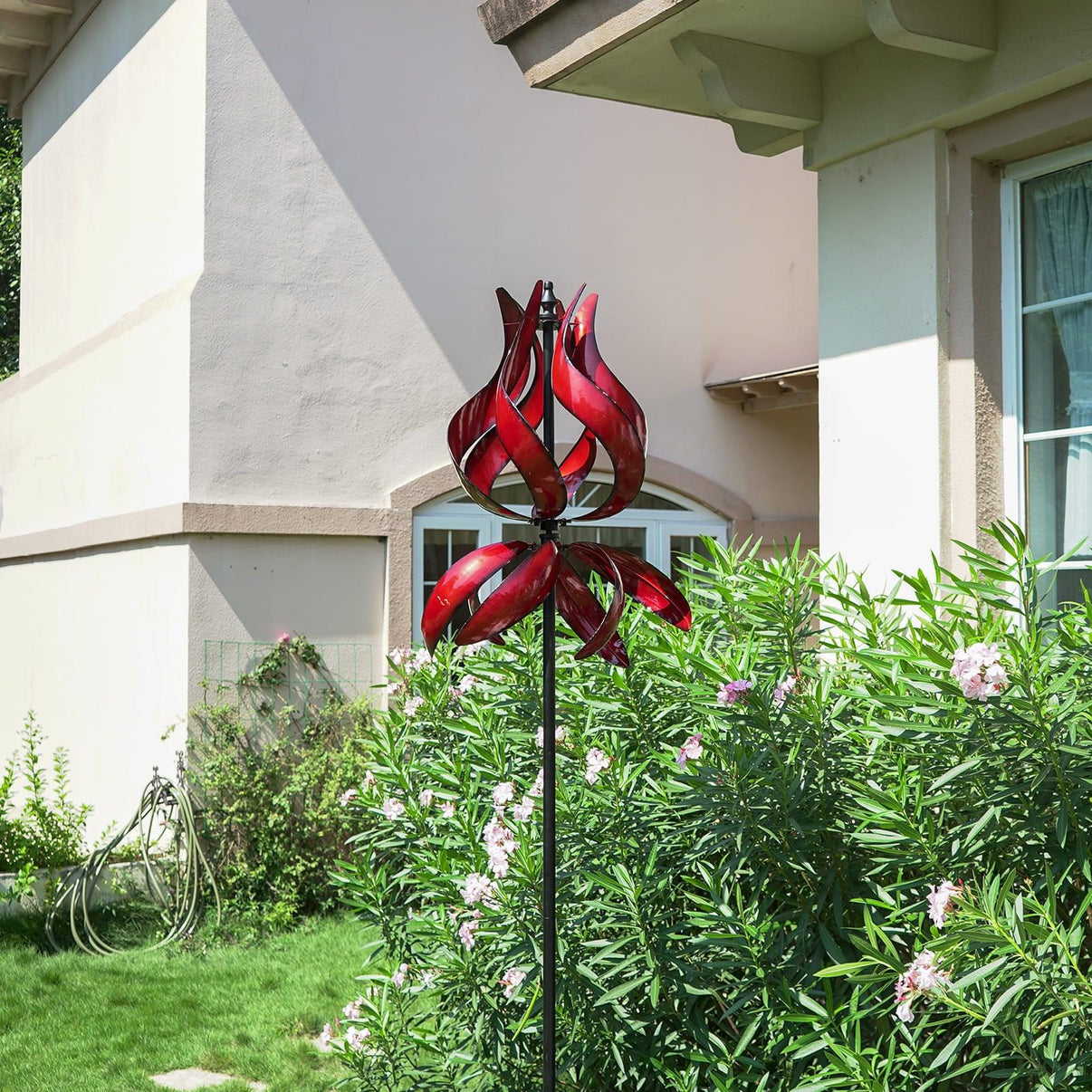 Cyan Oasis GArden Wind Sinner, Kinetic Windmill Tulip Wind Sculpture