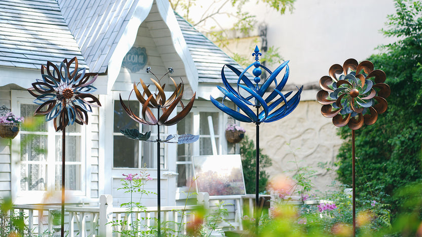 Copper Kinetic Wind Sculpture Garden Wind Spinners – Cyan Oasis