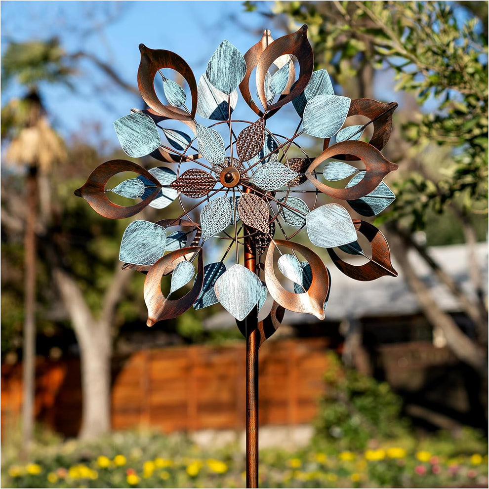 Leaf Openwork Wind Spinner – Cyan Oasis