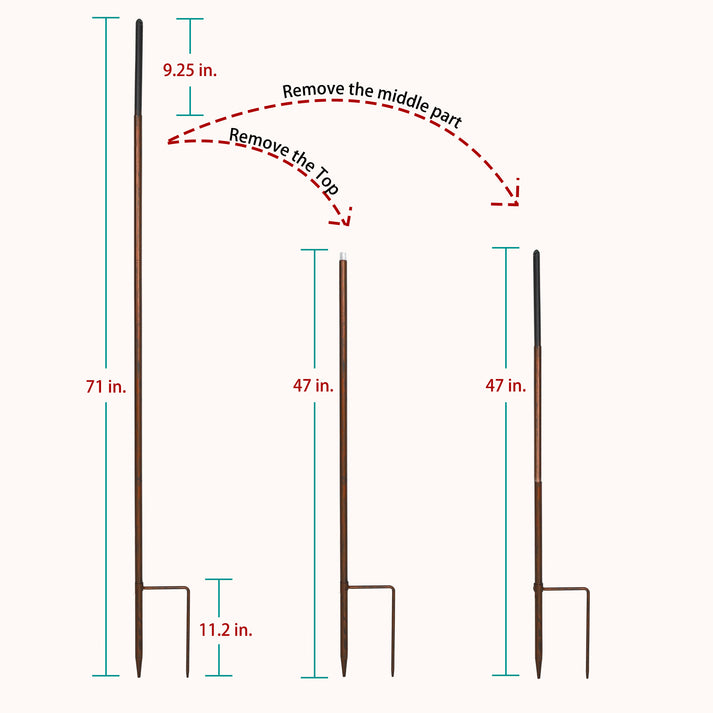 Garden Wind Spinner Replacement Poles 71 in., with 3 adjustable Rods ...