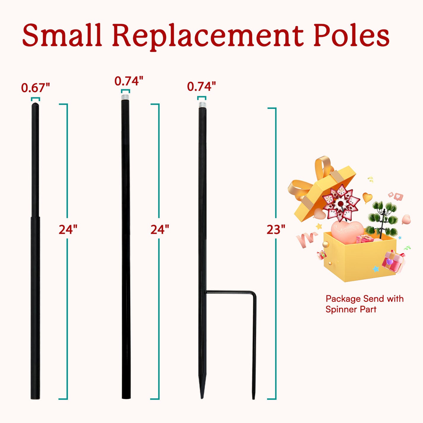 Garden Wind Spinner Replacement Poles 71 in., with 3 adjustable Rods ...