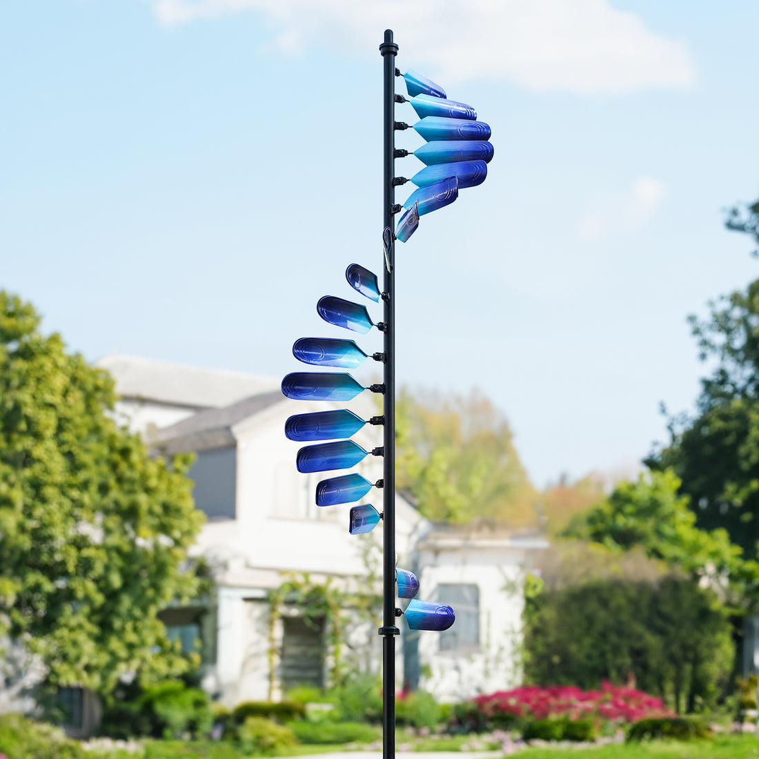 Peacock Spiral Wind Spinner – Cyan Oasis