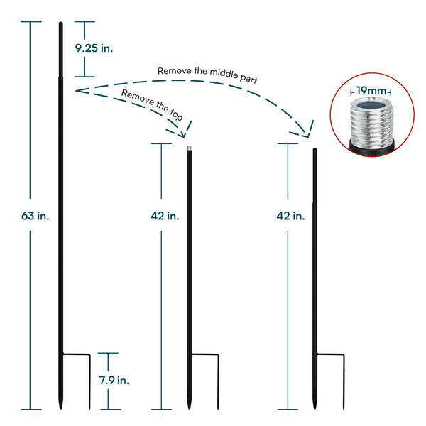 Garden Wind Spinner Replacement Poles 71 in., with 3 adjustable Rods ...