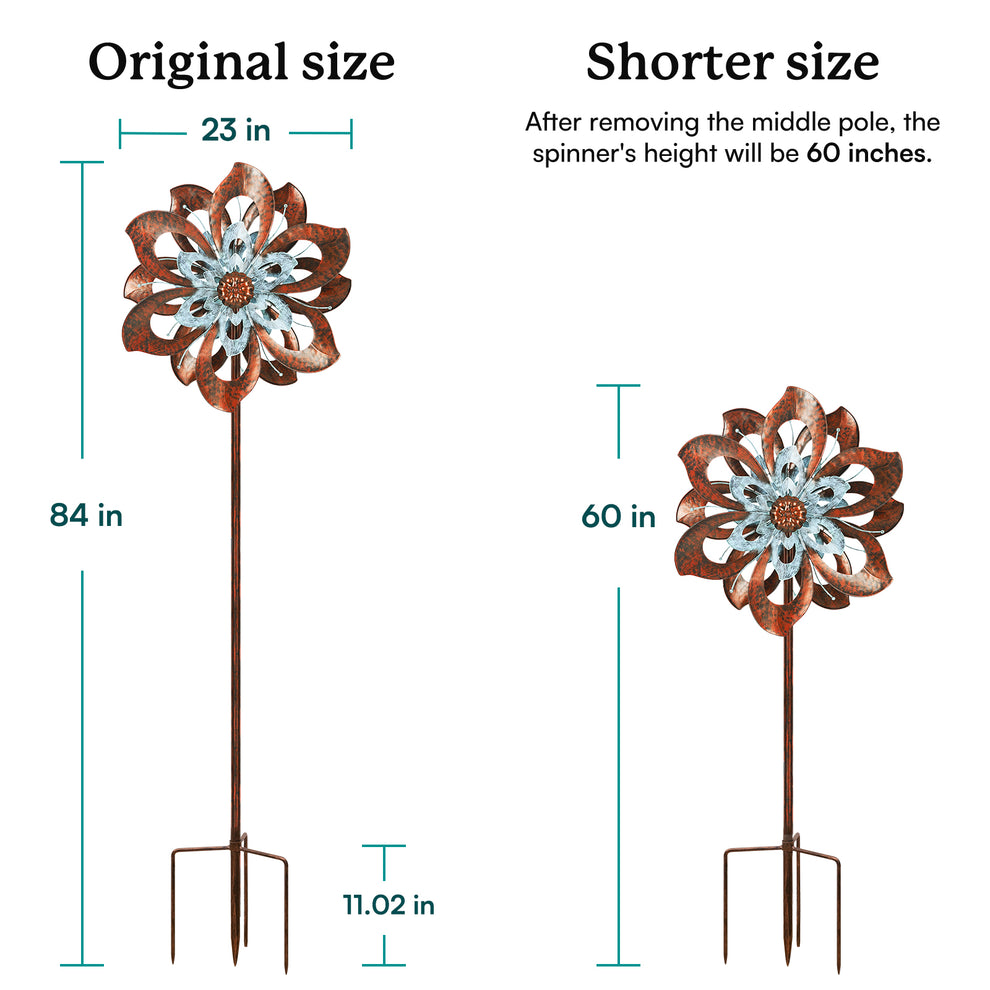 Dual Camellia Wind Spinner – Cyan Oasis